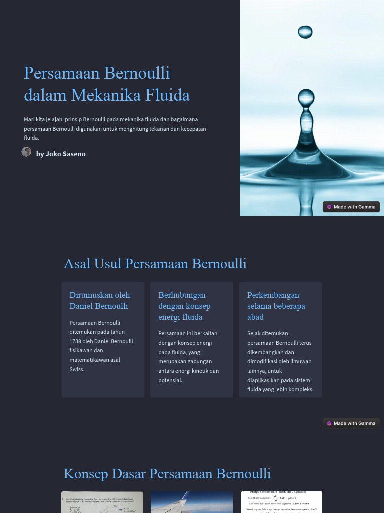 Persamaan Bernoulli Dalam Mekanika Fluida | PDF | Sains & Matematika