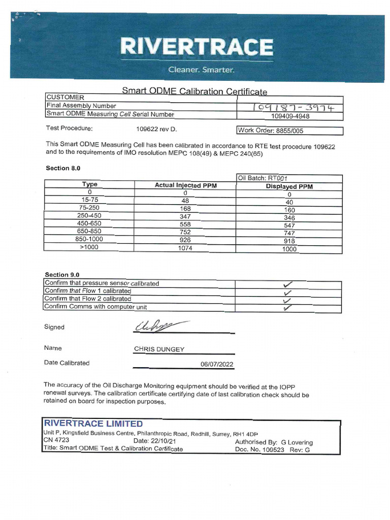 ODME Shore Calibration | PDF
