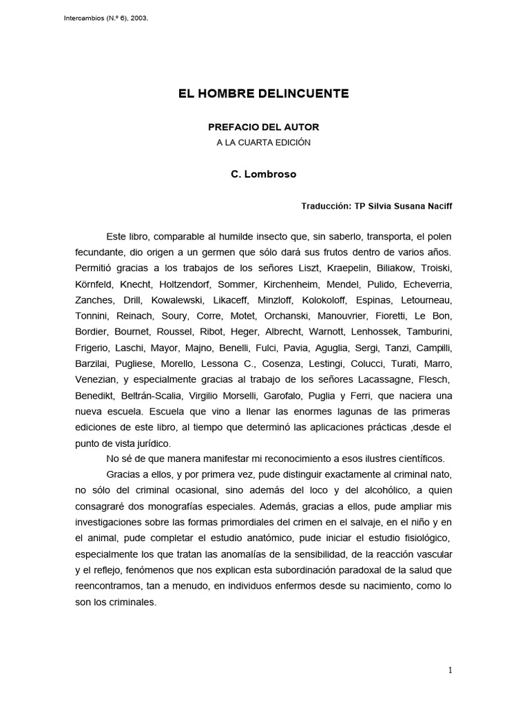 El Hombre Delincuente de Lombroso | PDF | Crímenes | Crimen y violencia