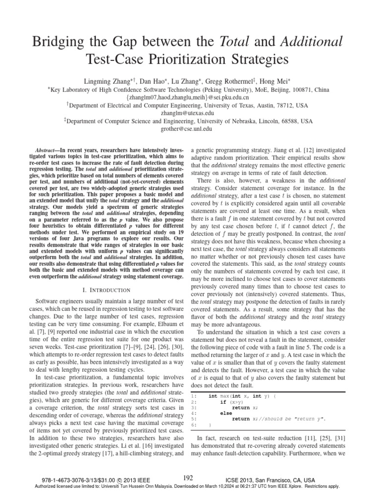 Bridging The Gap Between The Total and Additional Test-Case ... Bridging The Gap Between The Total and Additional Test-Case ...