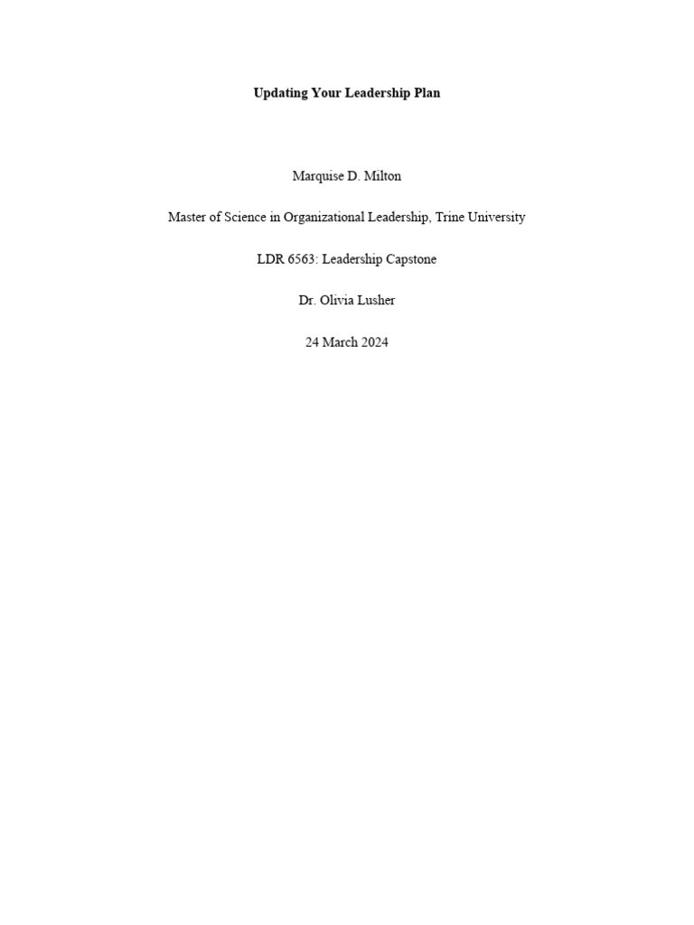 Updated Leadership Plan | PDF | Leadership | Goal