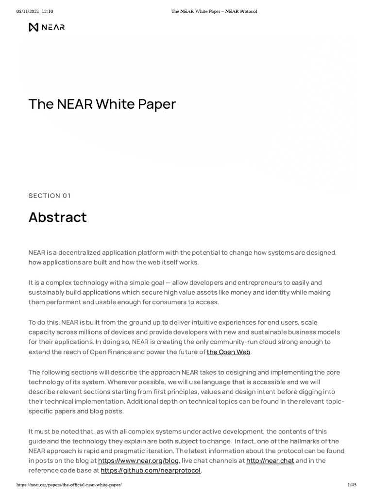 Near Protocol White Paper | PDF | Cloud Computing | Cryptocurrency