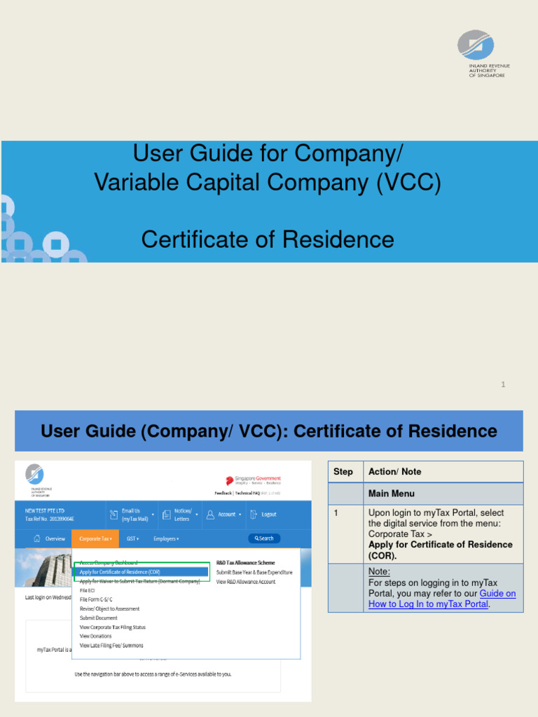 User Guide (TP) - Certificate of Residence | PDF | Double Taxation | Login