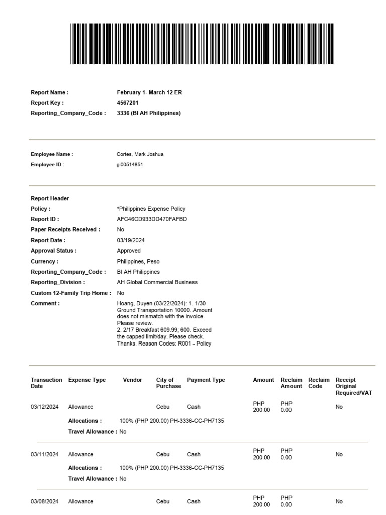 Report | PDF | Receipt | Cash