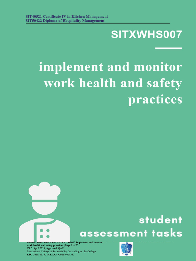 SITXWHS007 Student Assessment Tasks.v1.0 | PDF | Occupational Safety ...