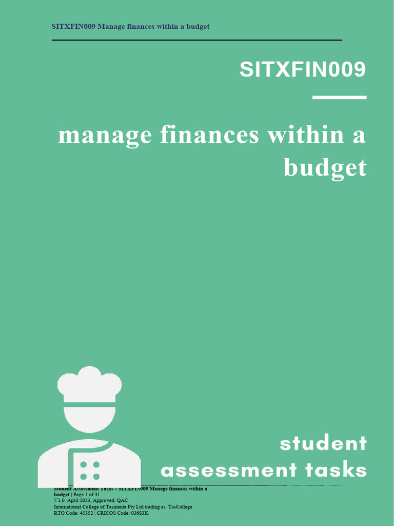 SITXFIN009 Student Assessment Tasks.v1.0 | PDF | Expense | Budget