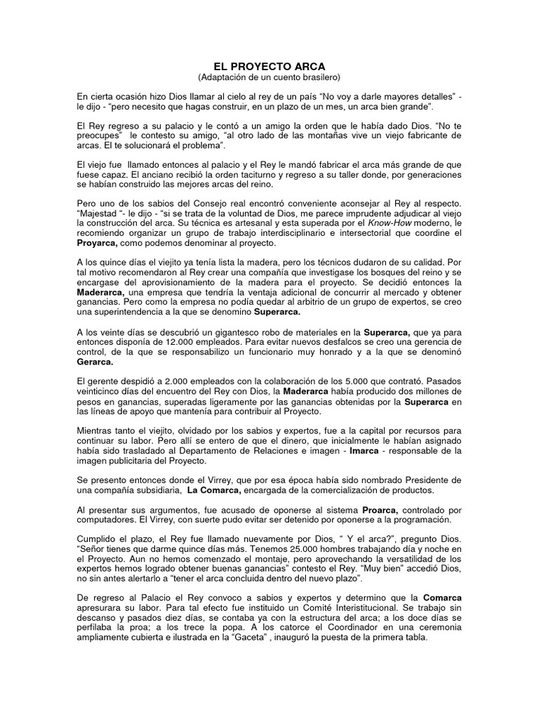 El Proyecto Arca | PDF | Arca de Noé