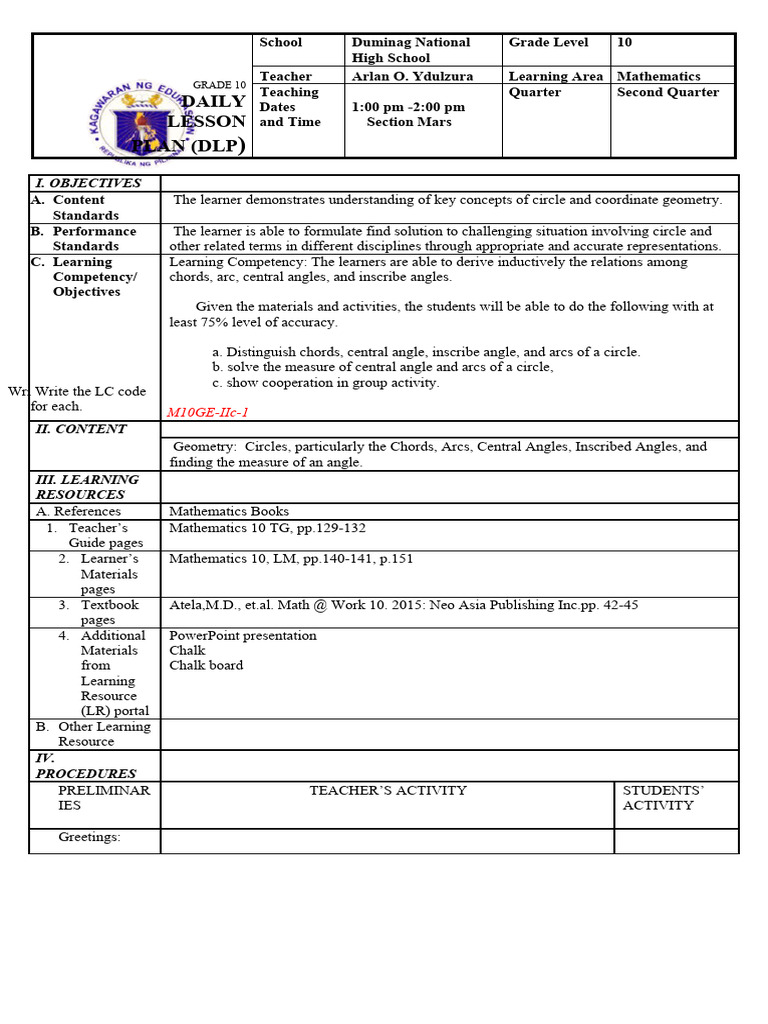 Circle Midterm Pdf Circle Angle