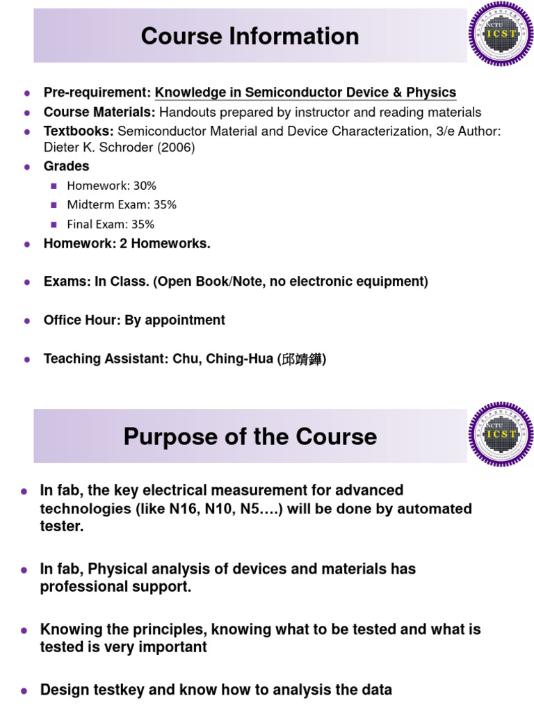 Semiconductor Characterization - wk.1 | PDF | Integrated Circuit | Cmos