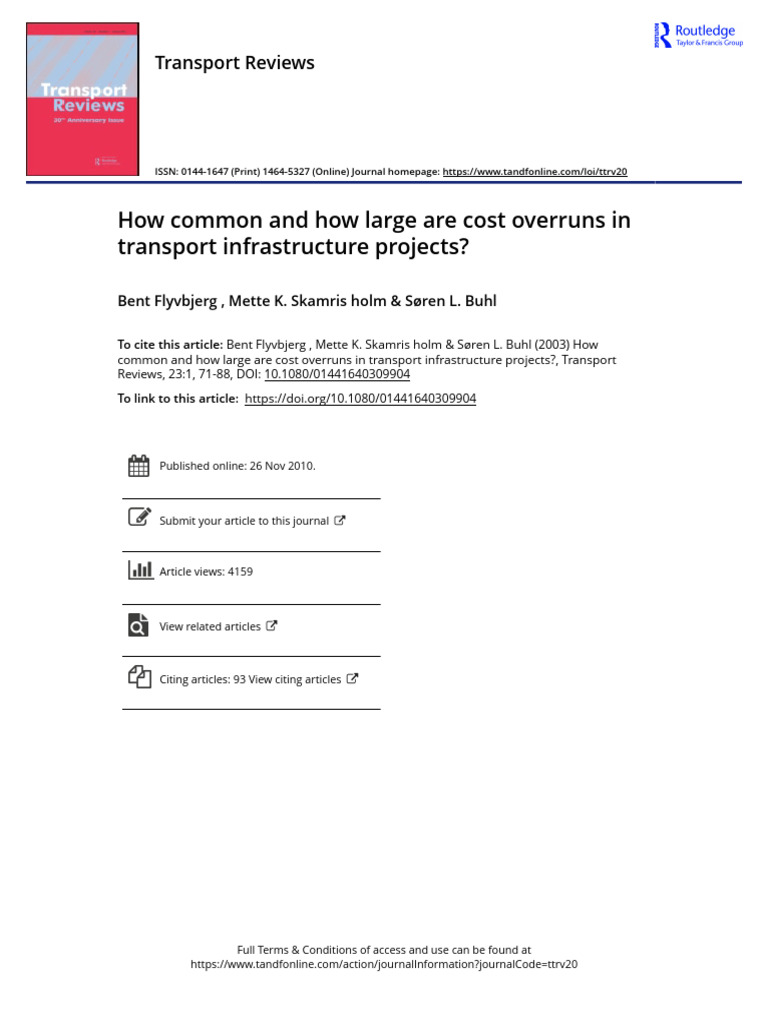 How Common and How Large Are Cost Overruns in Transport Infrastructure ...
