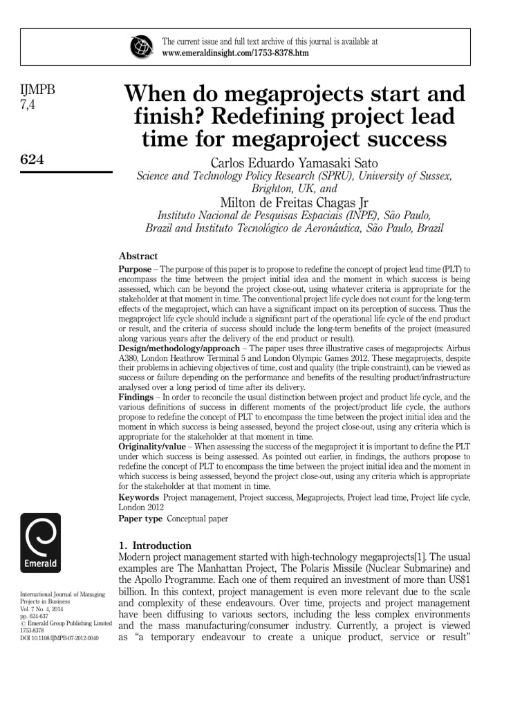 Redefining Project Lead Time for Megaprojects | PDF | Project ...