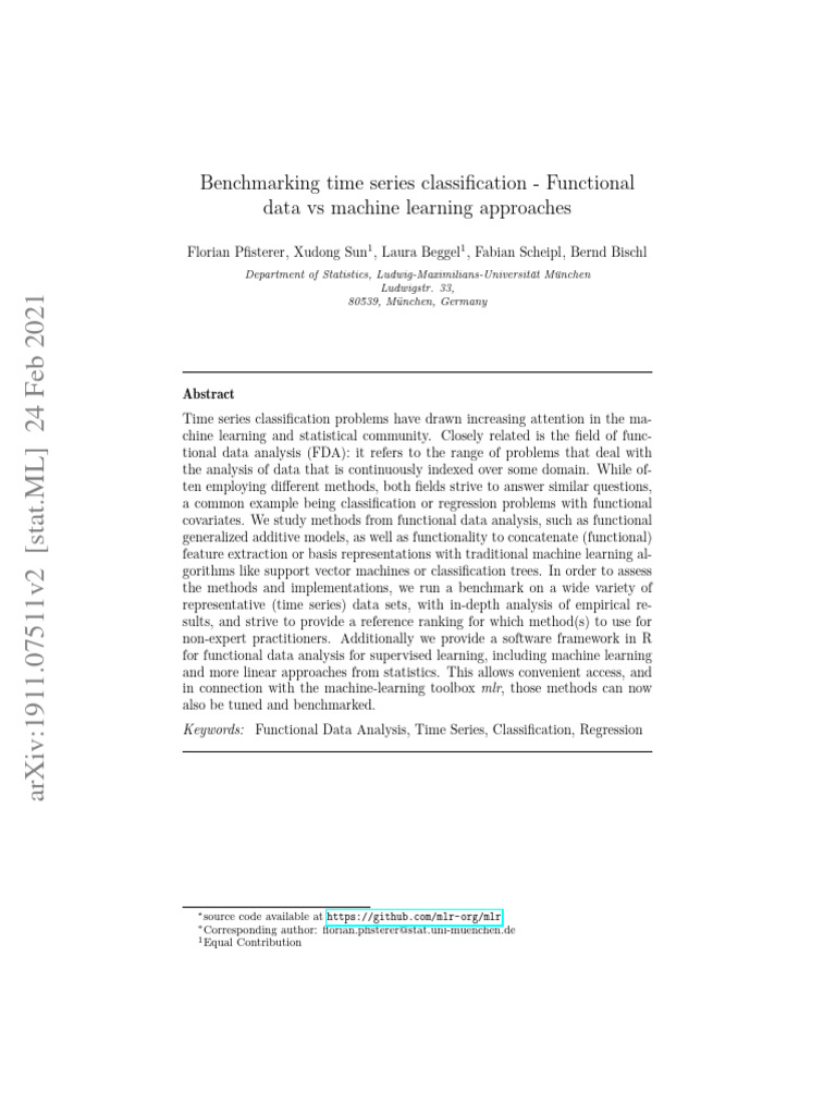 3 Benchmarking Time Series Classification Functional Pdf Time Series Cross Validation