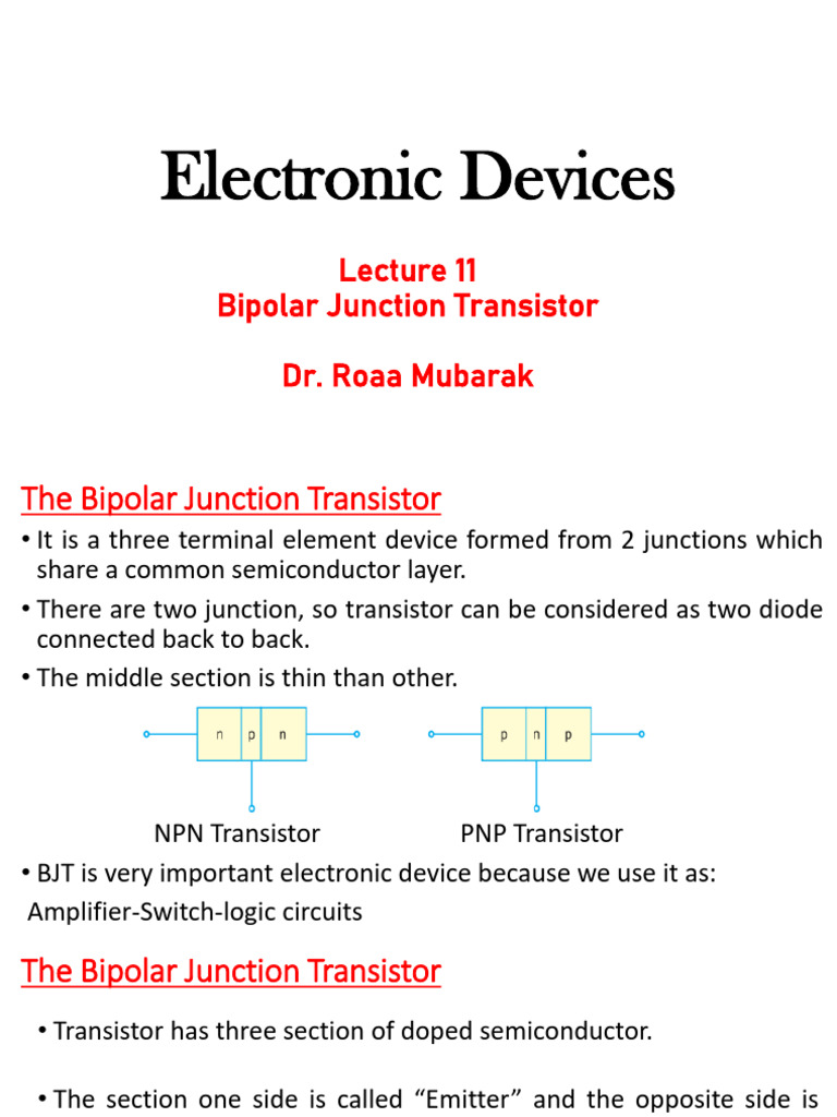 Electronic Devices Lecture 11 | PDF | Bipolar Junction Transistor | P–N ...