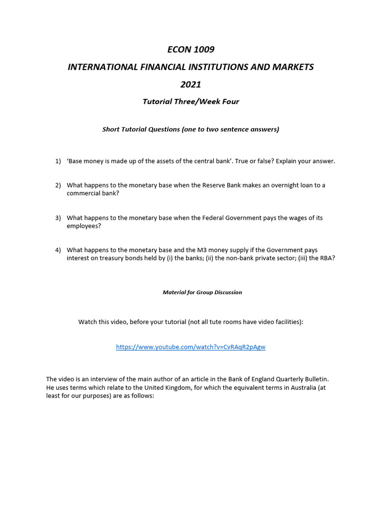 Tute 3 2021 IFIM | PDF | Finance & Money Management