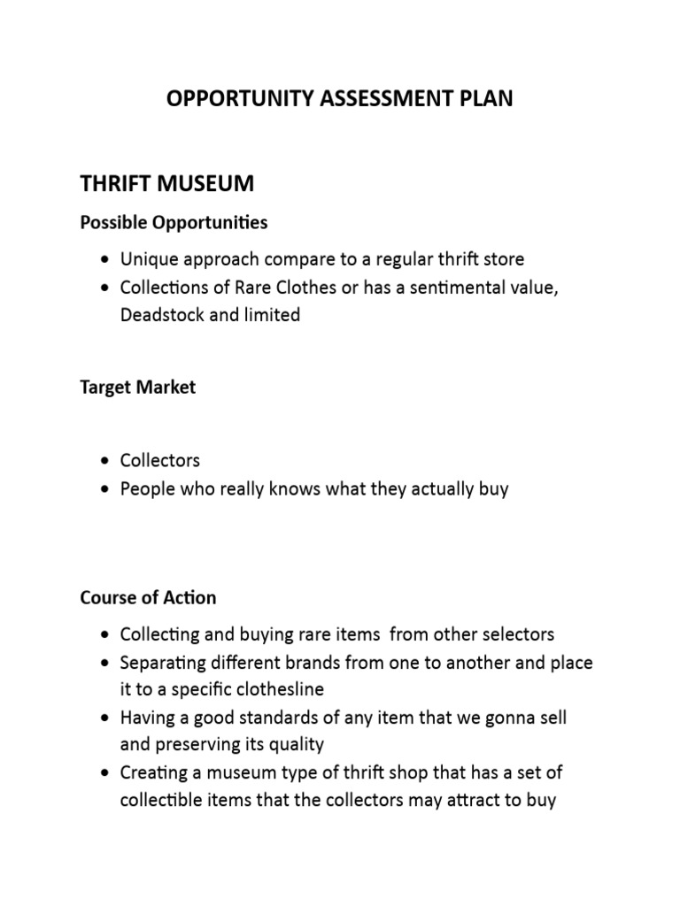 Opportunity Assessment Plan | PDF