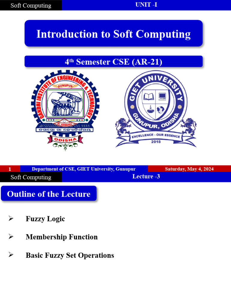 ISC Unit I Topic-4 | PDF | Fuzzy Logic | Function (Mathematics)