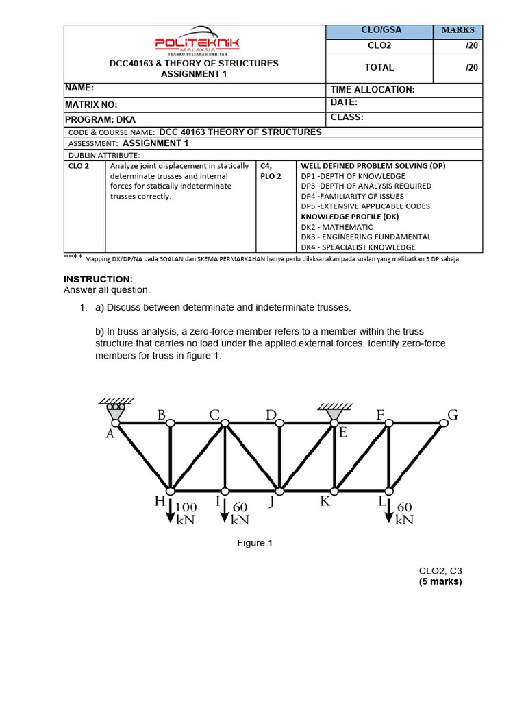 Assignment 1 Dka4c Download Free Pdf Truss Force
