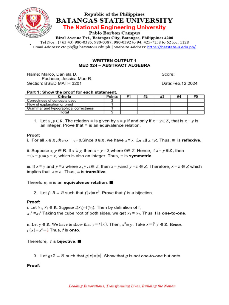 Abstract Algebra Proofs and Solutions | PDF | Mathematical Concepts | Mathematical Logic