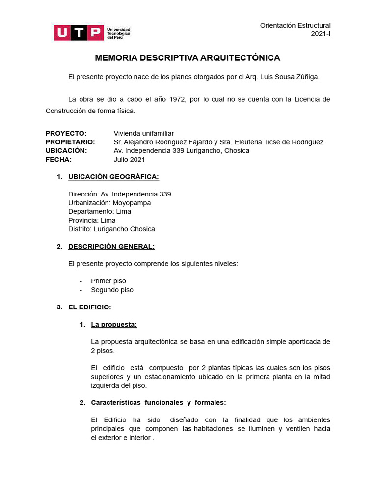 Memoria Descriptiva | PDF | edificio