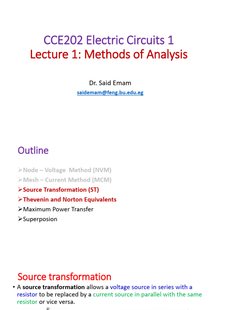 Lecture_1 | PDF | Electrical Network | Series And Parallel Circuits