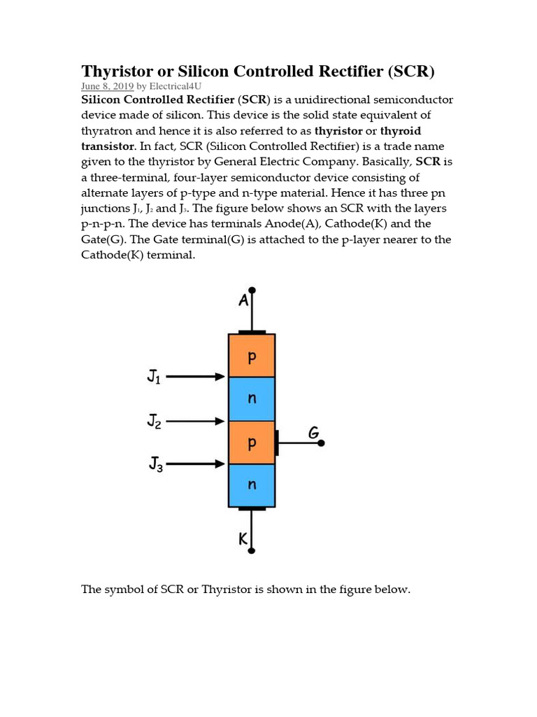 Thyristor or Silicon Controlled Rectifier | PDF | Power Electronics | Electronic Engineering