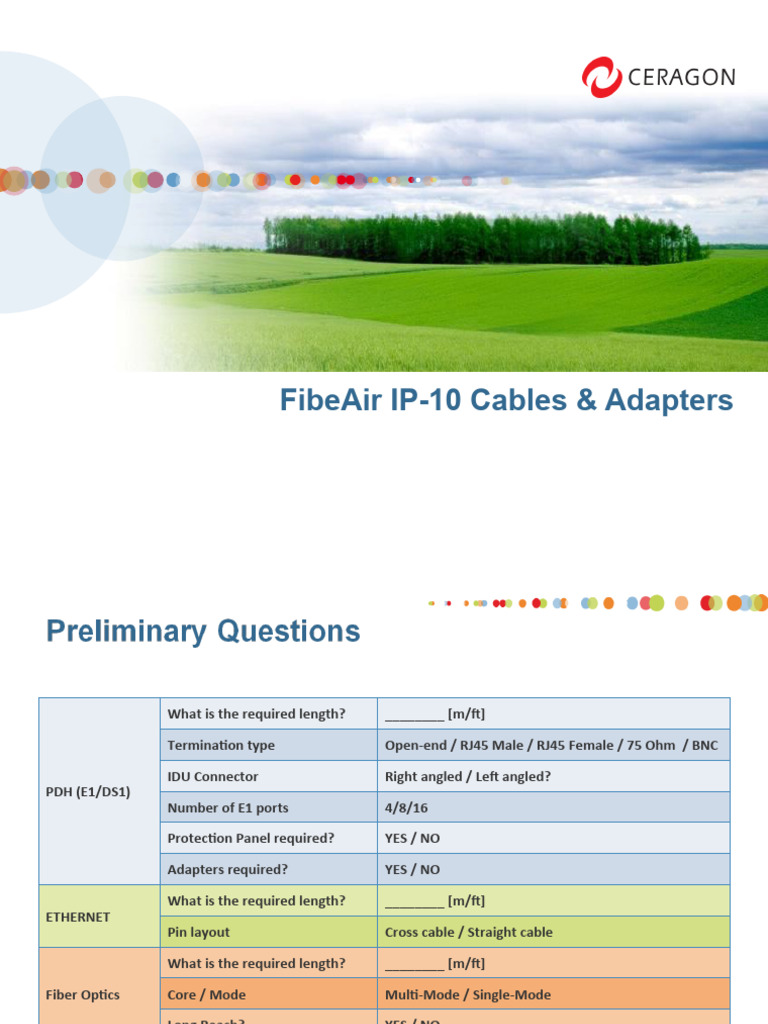 907 - Ceragon - IP10-Cabling and Adaptors - Presentation | PDF ...