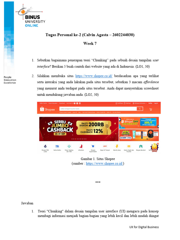 TP2 Ux Digital Business Calvin Agasta | PDF