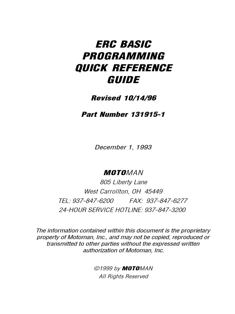 ERC Basic Programming Quick Reference Guide 131915-1 | PDF | Cursor ...