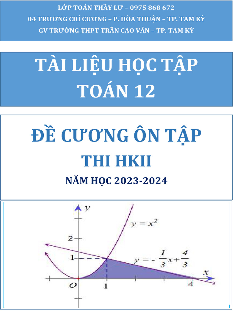 De Cuong On Tap Hkii - Toan 12 2023-2024 | PDF