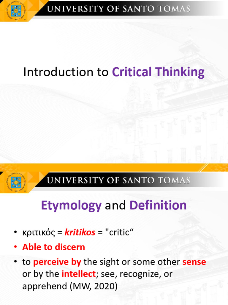 Introduction To Critical Thinking Part 1 | PDF | Critical Thinking | Logic