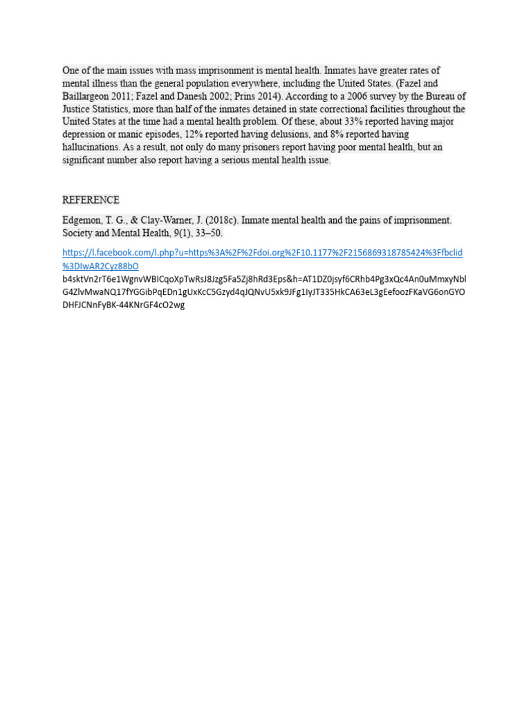 Inmate Mental Health Issues Explained | PDF | Social Science