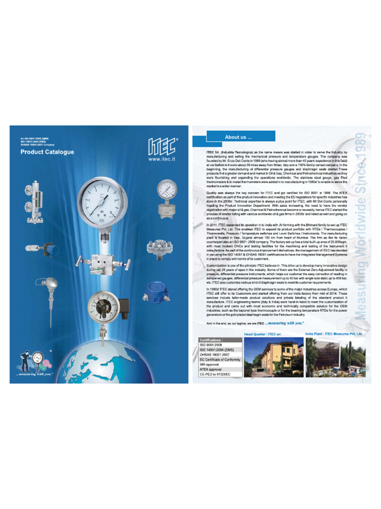 Itec Pressure Gauge | PDF | Pressure Measurement | Switch