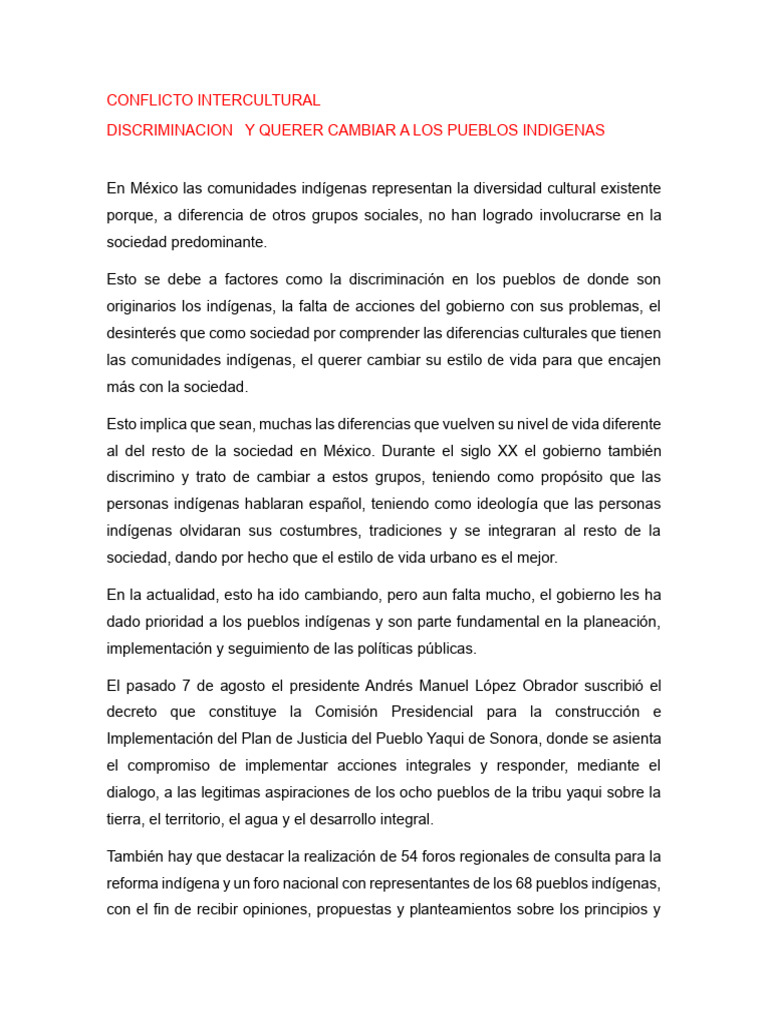 Proyecto Formacion Civica Y Etica Conflicto Intercultural 1 Pdf