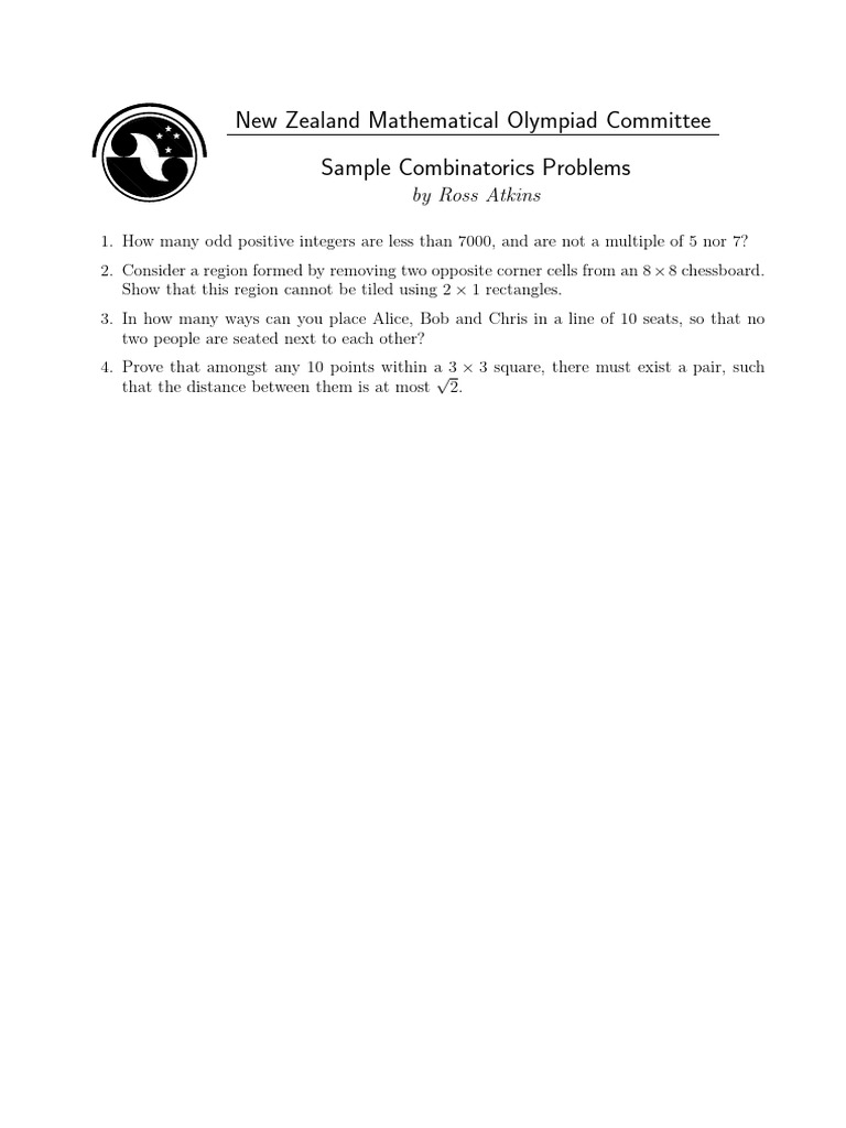 Sample Combinatorics Problems | PDF
