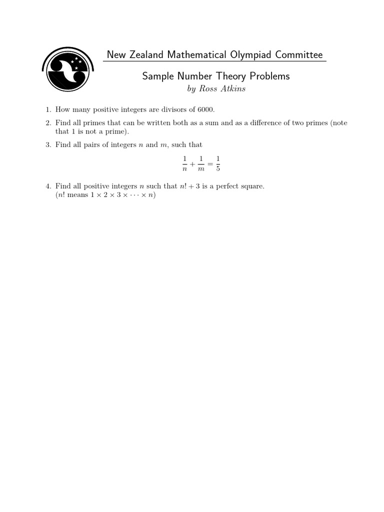 Math Olympiad Number Theory | PDF | Art | Science & Mathematics