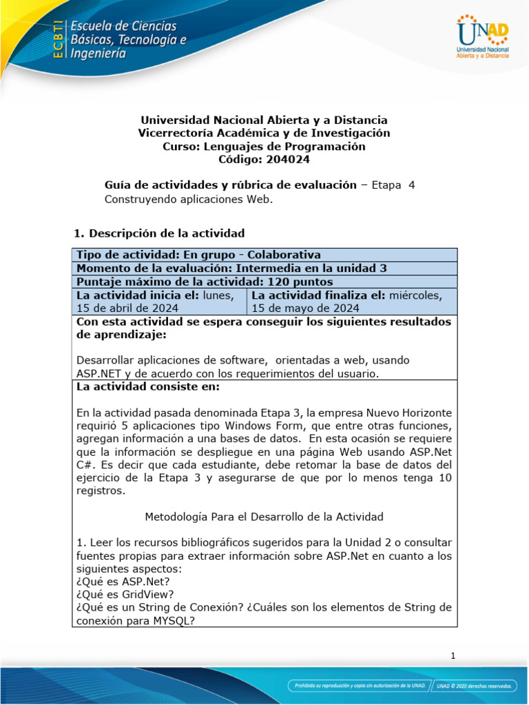 Guía de actividades y rúbrica de evaluación-Unidad 3-Etapa 4-Construyendo aplicaciones Web | PDF ...