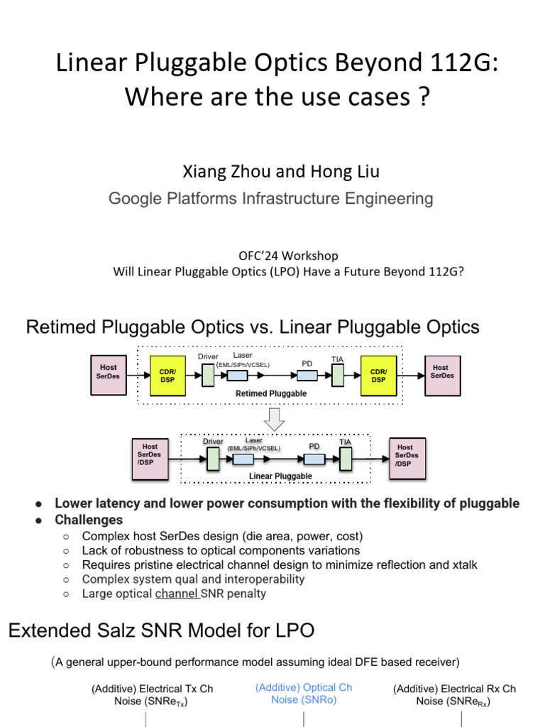 Linear Pluggable Optics Beyond 112G: Where Are The Use Cases ? | PDF | Signal To Noise Ratio ...