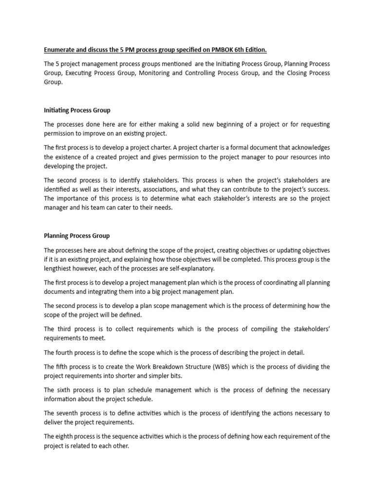 Project Charter in PMBOK Process Groups | PDF | Project Management | Risk