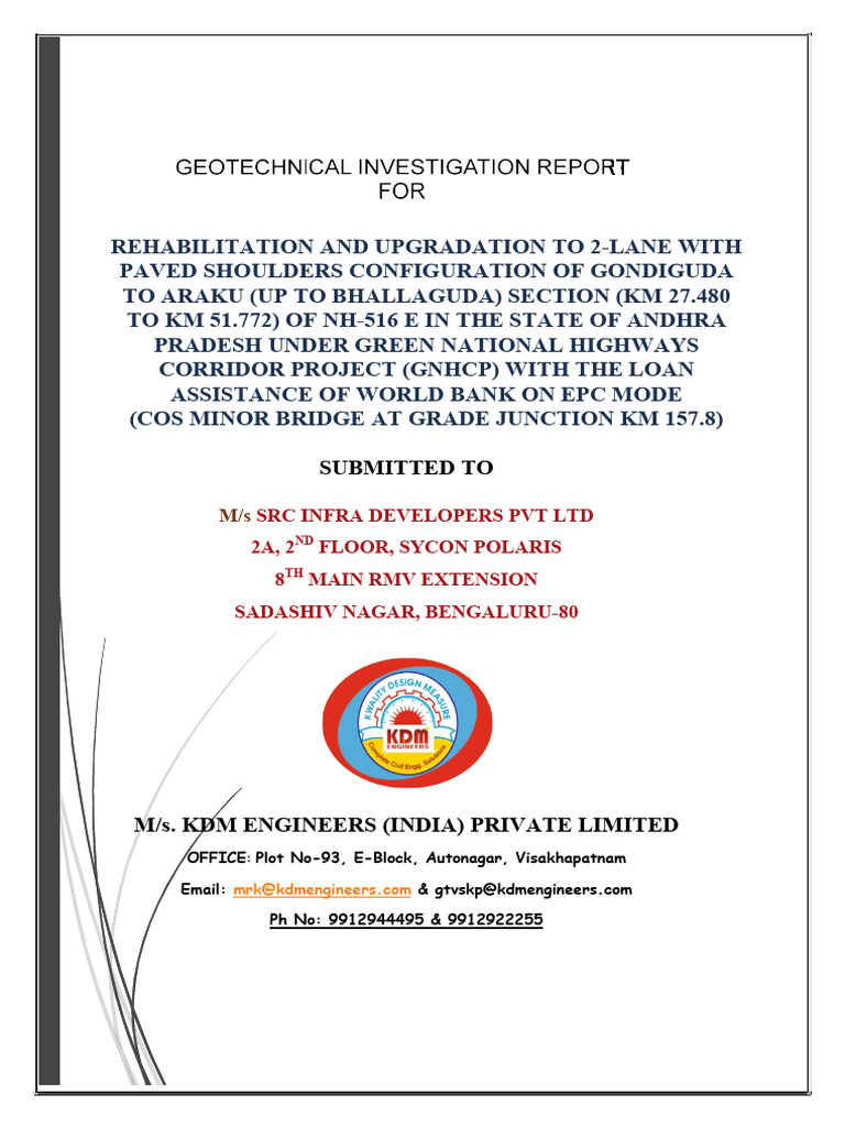 Soil Investigation Report For COS Minor Bridge | PDF | Civil Engineering | Geotechnical Engineering