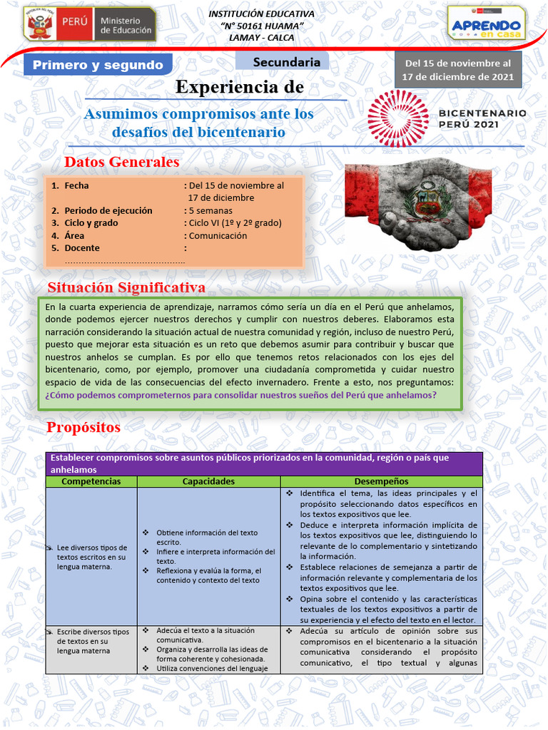 Experiencia de Aprendizaje 9 - Primero y Segundo - Com | PDF | Evaluación | Aprendizaje