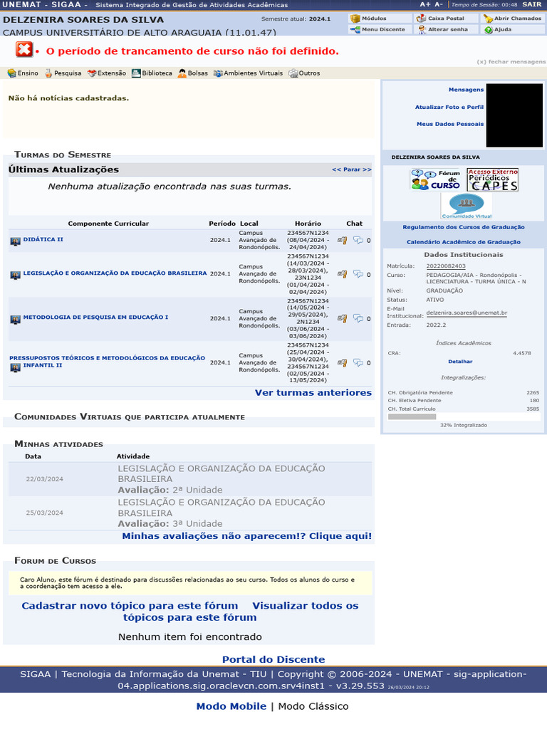SIGAA - Sistema Integrado de Gestão de Atividades | PDF