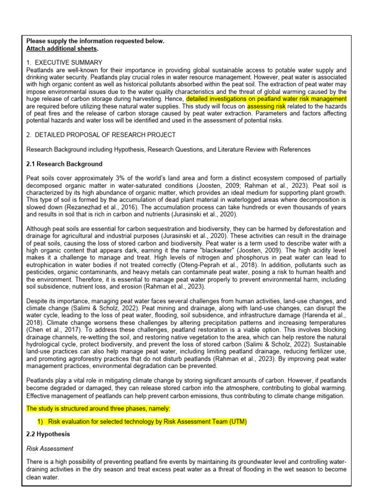 Research Proposal Risk Assessment_rafique & wafee | PDF | Peat | Soil