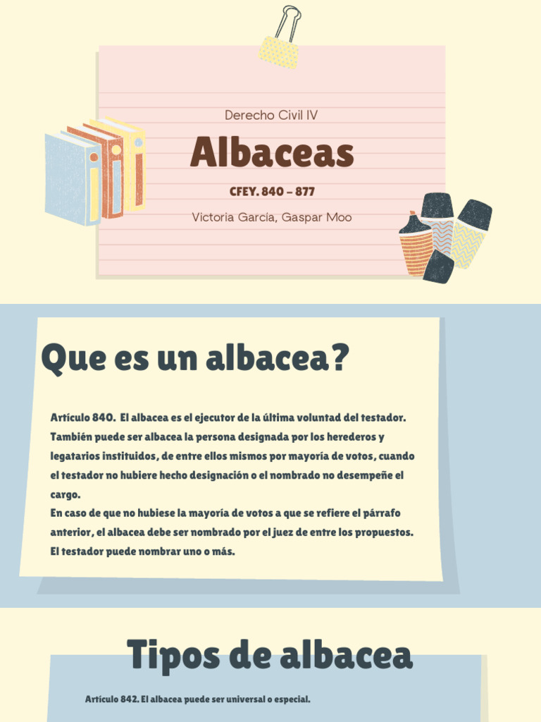 Albacea en Derecho Civil: Funciones y Tipos | PDF | Albacea | Herencia