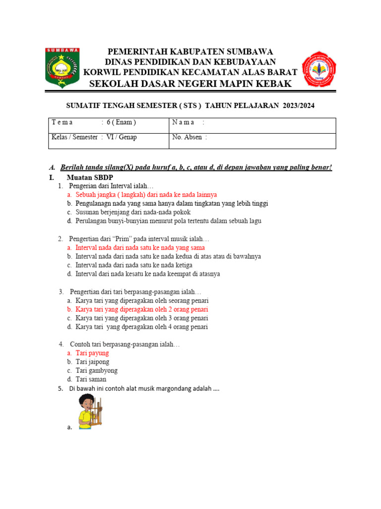 SOAL STS SBDP TEMA6 Kls 6 2024 | PDF