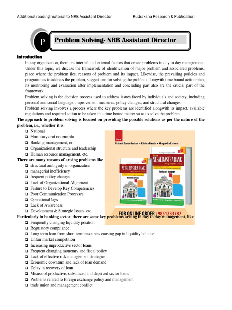 Problem Solving NRB Officer | PDF | Banks | Monetary Policy Problem Solving NRB Officer | PDF | Banks | Monetary Policy