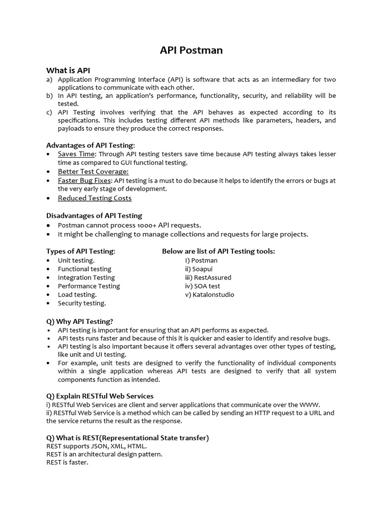Api Postman Pdf Software Testing Web Service