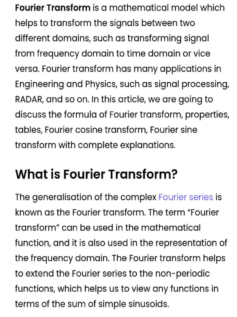 Fourier Transform | PDF | Fourier Transform | Mathematical Analysis
