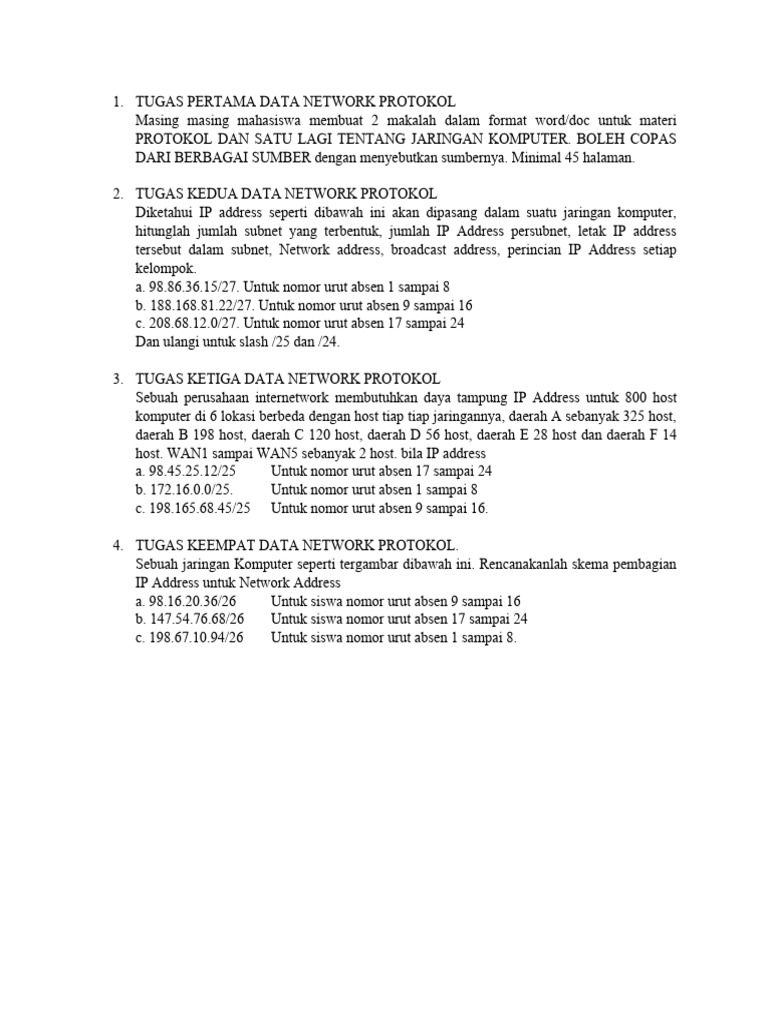 DATA NETWORK PROTOKOL Absen 9-16 | PDF