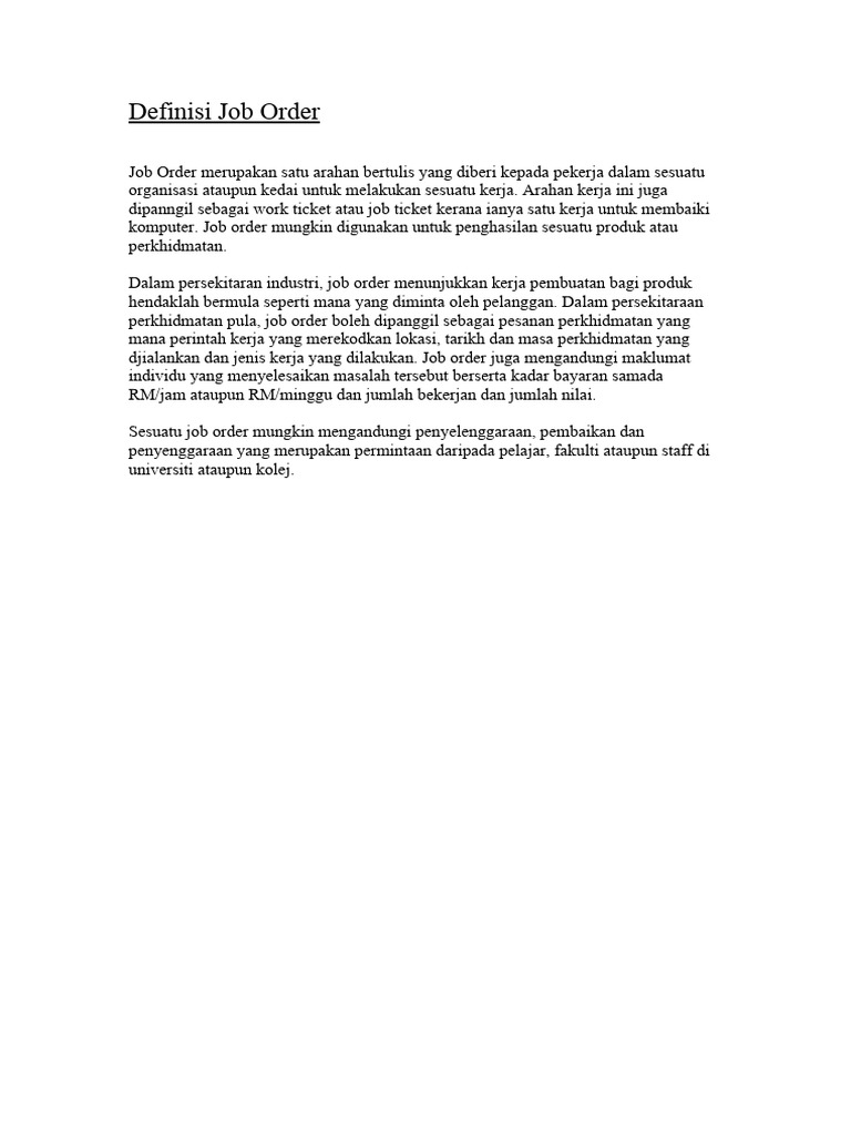Definisi Job Order | PDF