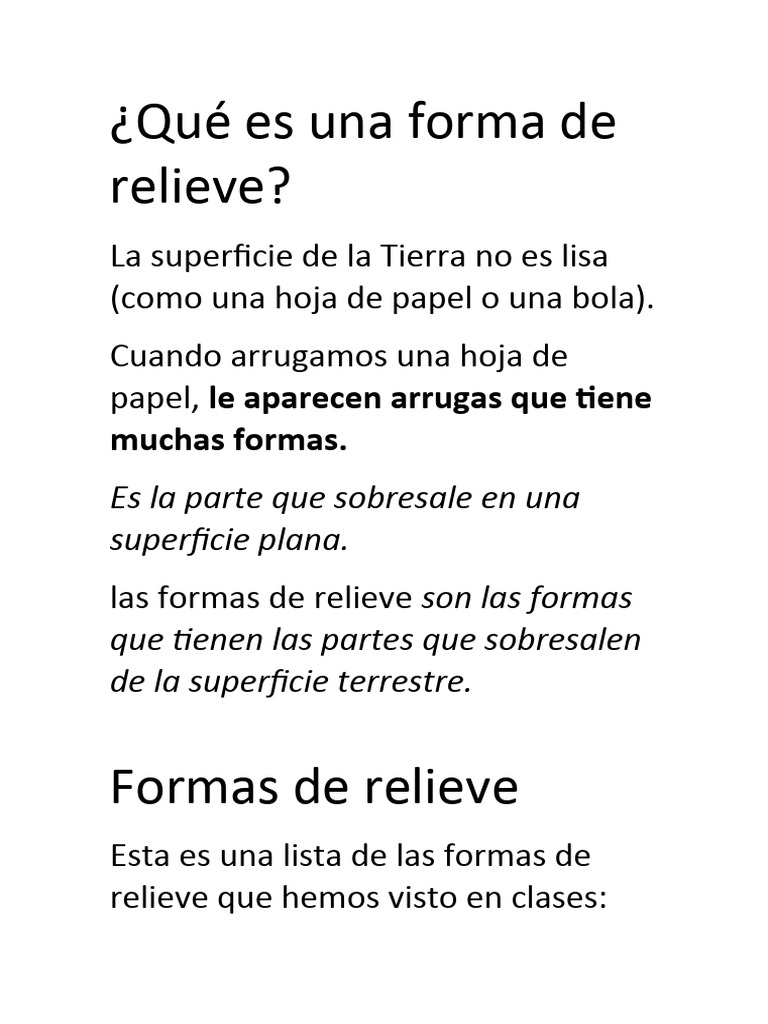 Formas de relieve en la Tierra | PDF | Montañas | Geología